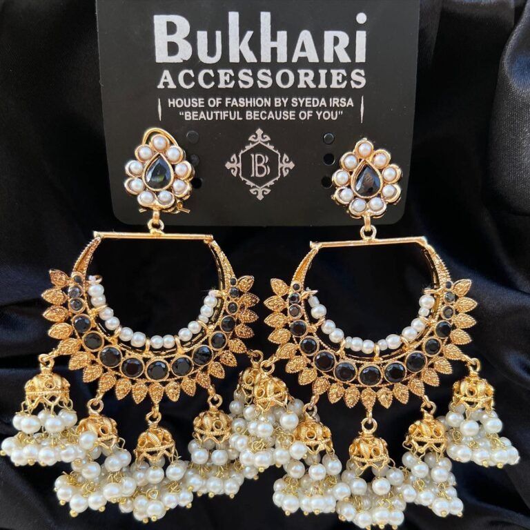 SUNAARI CHAND JHUMKI IN BLACK ONEX – Bukhari Accessories
